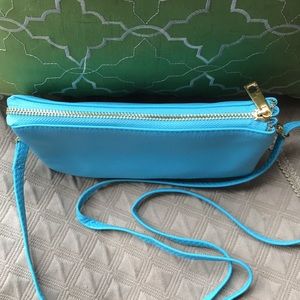 Bags | Crossbody Turquoise Blue Bag Zipper Top Opens To Lots Of Storage ...